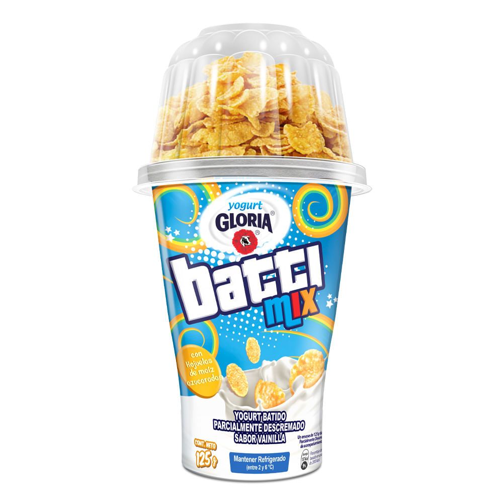 Yogurt Battimix Gloria Vainilla C/Hojuelas Azucaradas Vaso 125 g ...